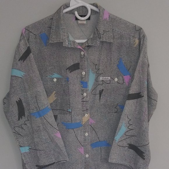 Caliche | Tops | Vintage Caliche Blackwhite Blouse Wsplash Of Colorstag ...